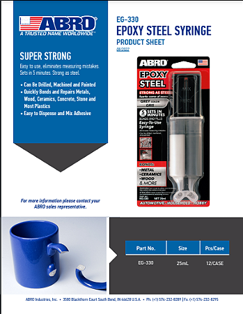 ABRO EPOXY STEEL EG-330 - Epoxi em Seringa solda Aço e Metal TITANIUM ...