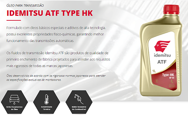 Óleo de Câmbio Automático IDEMITSU ATF TYPE HK SP III Hyundai Kia Mits ...