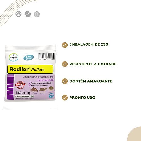 Isca Raticida Rodilon Pellets 25g - Mata Ratos eficaz -BAYER - Sens ...