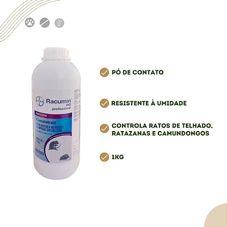 Racumin Pó 1kg Raticida pó de contato - Veneno para Ratos - Sens ...