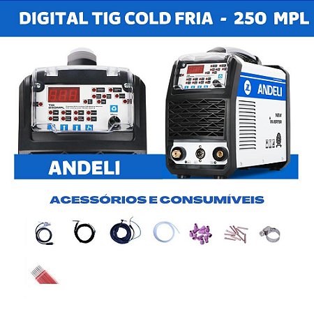 Máquina de solda TIG DC- COLD Fria Pulsada Andeli 250A - Chico Soldas | Loja de Maquinas e ...