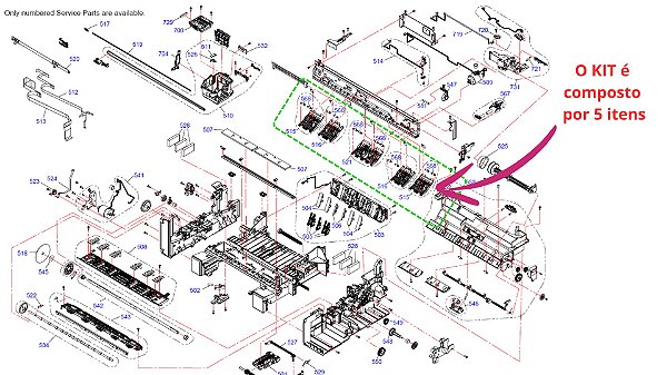 GUIA DE TRANSPORTE DO PAPEL EPSON L14150 - COMPLETA 5 PECAS ...