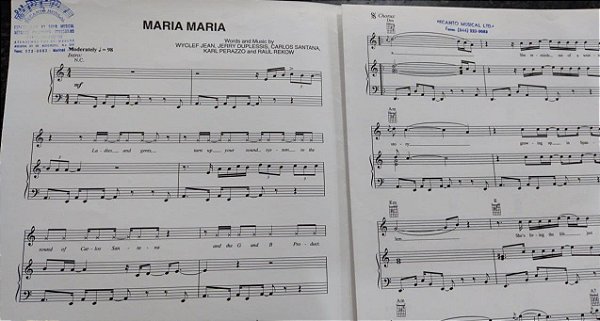 MARIA MARIA - partitura para piano, vocal e cifras para violão ...