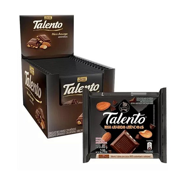 Chocolate Talento Meio Amargo com Amêndoas Garoto - Mercadoce - Doces ...