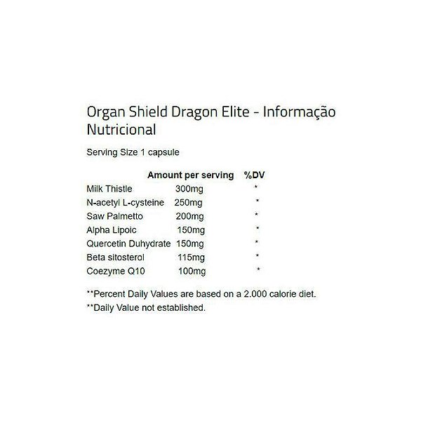 Organ Shield 60 Cápsulas - Dragon Elite - BH Suplementos