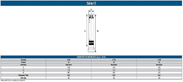 Bomba Submersa Schneider C1-30 Monofásica 220Volts 0.5Cv - RMTEC Bombas