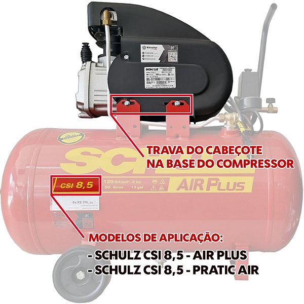 Cabeçote Motocompressor Schulz Pratic Air e Air Plus CSI 8,5 - Kimotor ...