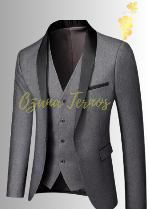 Terno noivo smoking gola summer Cinza - Ozana ternos