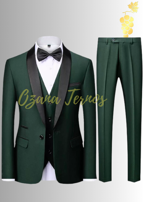 Terno noivo smoking Verde gola summer / gola shawl Preto acetinado ...