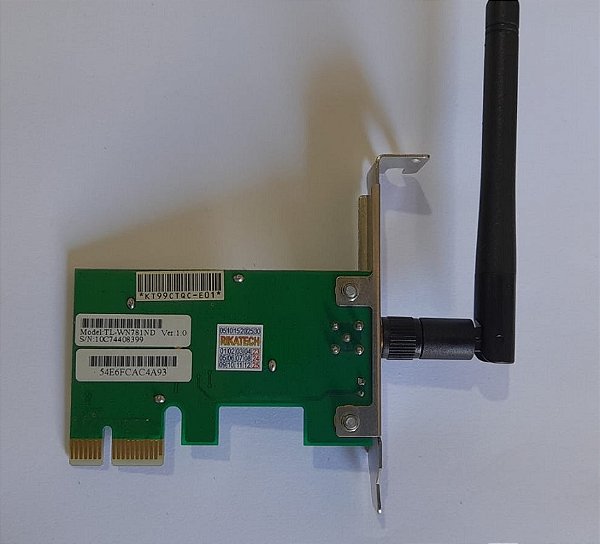 Placa de Rede WiFi TP-Link 150 Mbps (2.4 GHz) Pci-Ex x1 para Pcs - RIKATECH