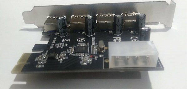 Placa Expansora USB 3.0 Pci-Ex com 4 portas para PCs e Desktops - RIKATECH