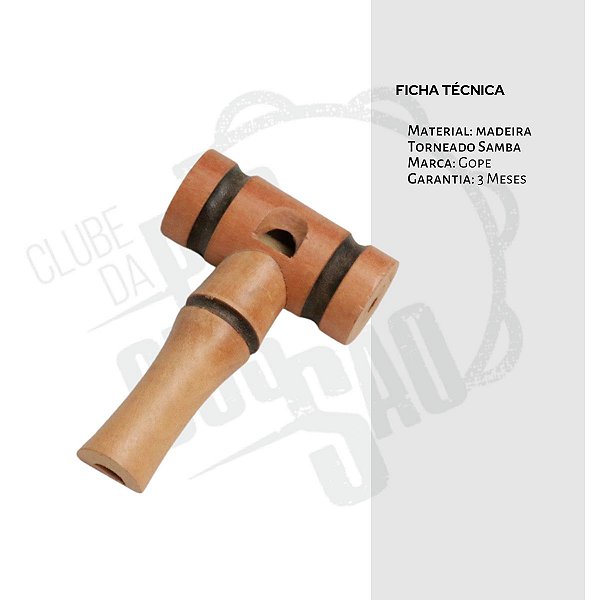 Apito Gope Samba Madeira Torneado Artesanal - Clube da Percussão ...