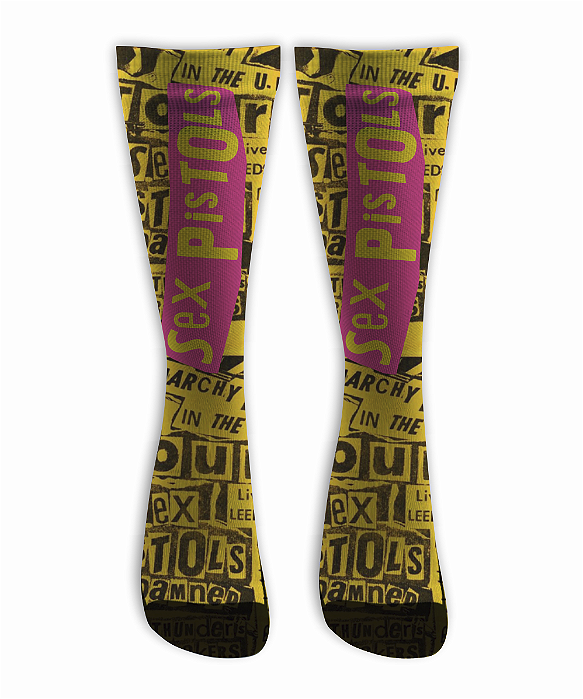 Meia Cano Alto Sex Pistols Never Mind Bos Store Meia Cano Alto Meia Estampada Meia