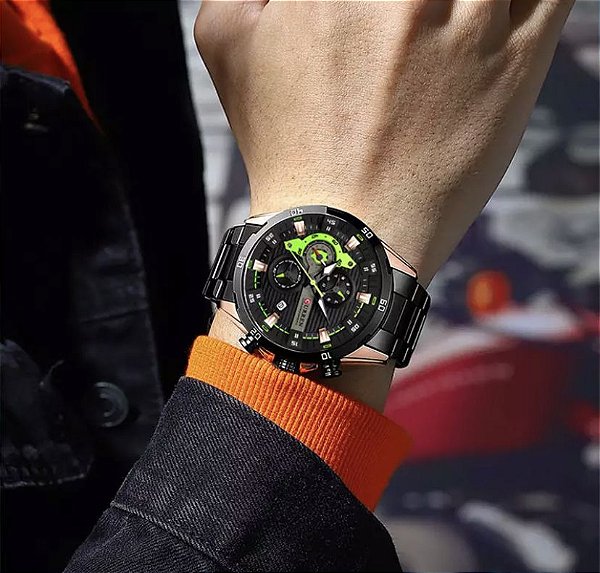 Relógio Curren 8402 Masculino Black Original - Relógios Curren