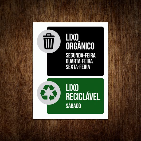 Placa De Sinalização - Lixo orgânico e Lixo reciclável - PLACAS DE ...