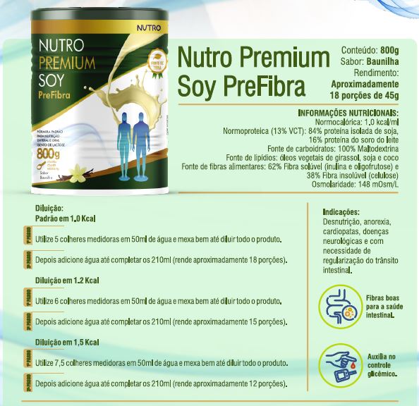 NUTRO PREMIUM SOY PREFIBRA LATA 800G - Dieta Enteral Com Fibra - NanaCare | Loja de Curativos ...