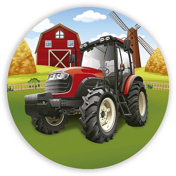 Painel Redondo - Fazendinha Trator - Sublimado 3D - Sublitex Painéis