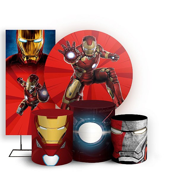 KIT Redondo Trio e Faixa - Homem De Ferro - Sublimado 3D - Sublitex, painéis sublimados