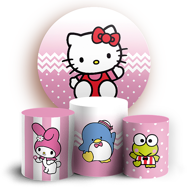 KIT Redondo e Trio - Hello Kitty - Sublimado 3D - Sublitex Painéis