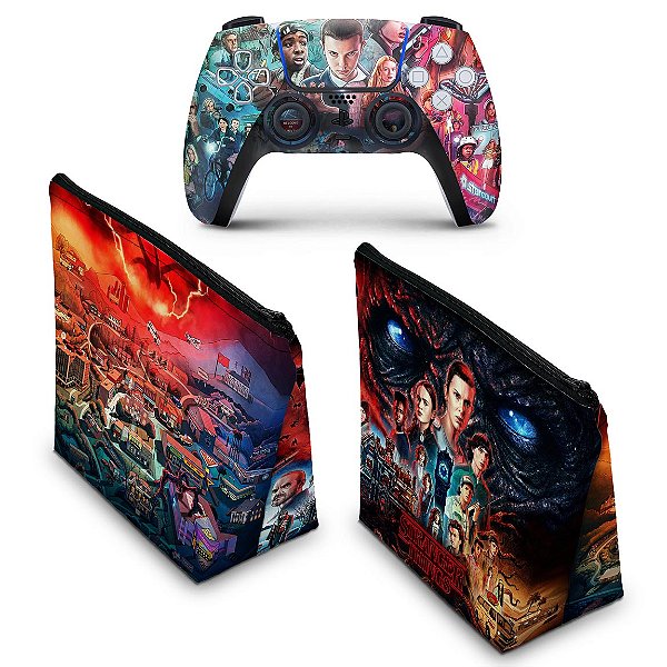 KIT Capa Case e Skin PS5 Controle - Stranger Things - Pop Arte Skins