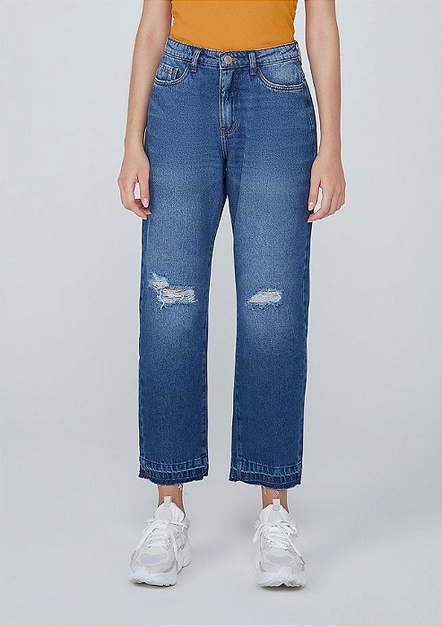 Calça Dzarm wide leg em jeans de algodão e elastano *** - Renata Baldam ...