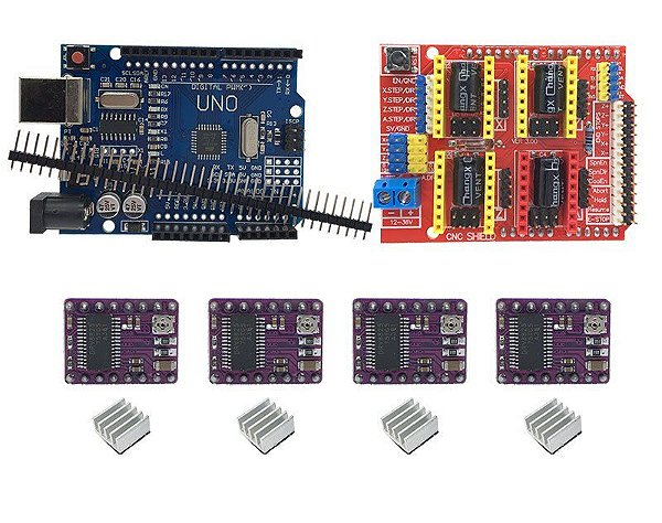 Cnc Shield + Arduino Uno + DRV8825 Eletrônica Cnc router laser - Loja ...