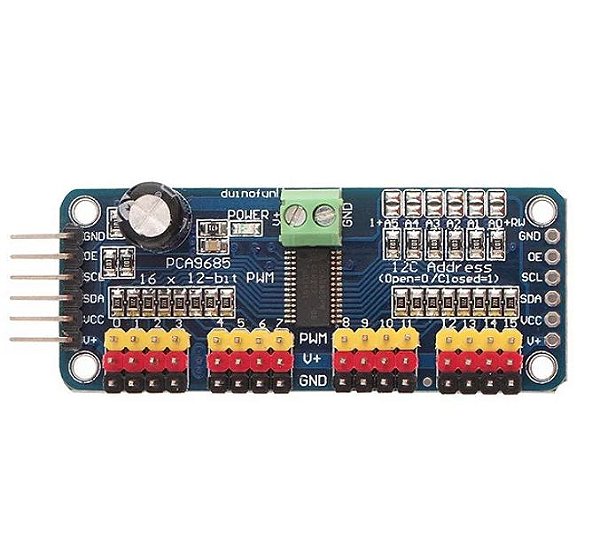 Módulo PWM PCA9685 I2C 16 Canais para Servo Motor - Loja da Fábrica de Bolso