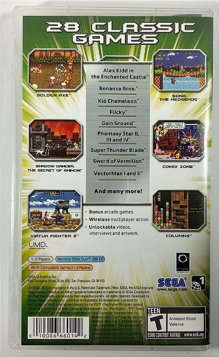 Sega Genesis Collection Original - PSP - Sebo dos Games - Games Antigos ...