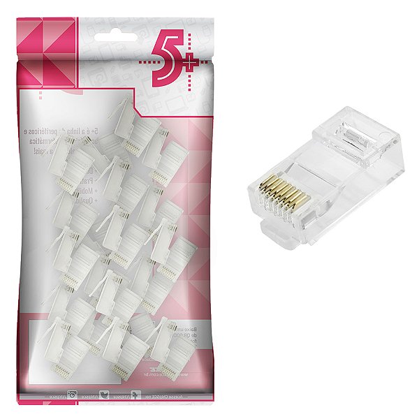 CONECTOR RJ45 8X8 CAT6 - 5+ - Ampla Cabos Network