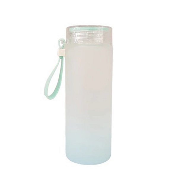Garrafa de Vidro Com Tampa e Alça Degrade Azul Claro 600ml - LF ... Garrafa de Vidro Com Tampa e Alça Degrade Azul Claro 600ml - LF ...