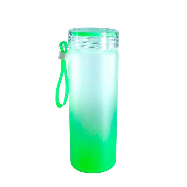 Garrafa de Vidro Com Tampa e Alça Degrade Verde 600ml - LF Sublimação ... Garrafa de Vidro Com Tampa e Alça Degrade Verde 600ml - LF Sublimação ...