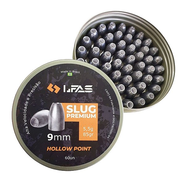 Chumbinho 9mm Slug Chumbo Premium Concavo 85 Grains- LFAS - LFAS ...