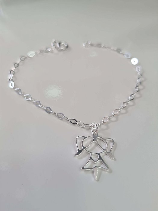 Pulseira com Pingente Filha Prata 925 - 18cm - PPR45 - ZAROH JOIAS ATACADO