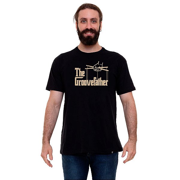Camiseta The Groovefather Preta | 100% algodão - Roquenrou | Estampado ...