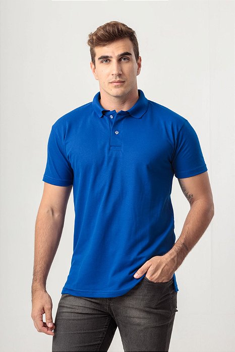 CAMISA POLO MASCULINA AZUL ROYAL - Loja Baziko