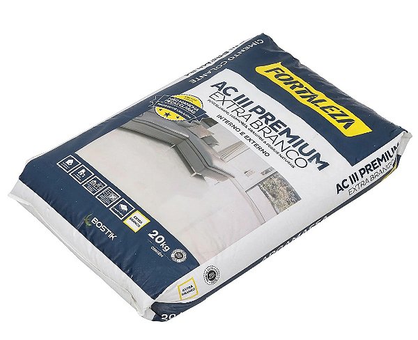 Argamassa AC III Extra Branco 20kg - Fortaleza - construirvilaolimpia