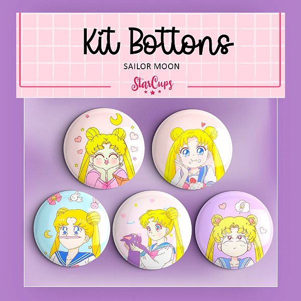 Bottons Sailor Moon - Starcups Produtos Personalizados