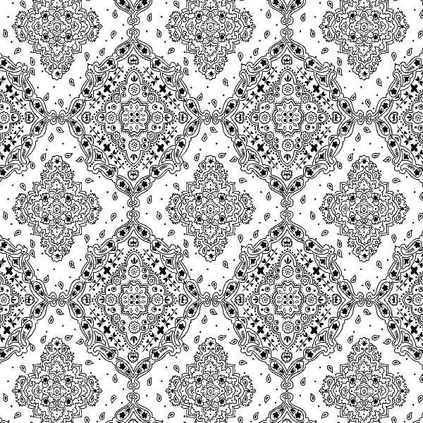 Tecido Gabardine Estampa Digital - Bandana branca - Estampas Digital
