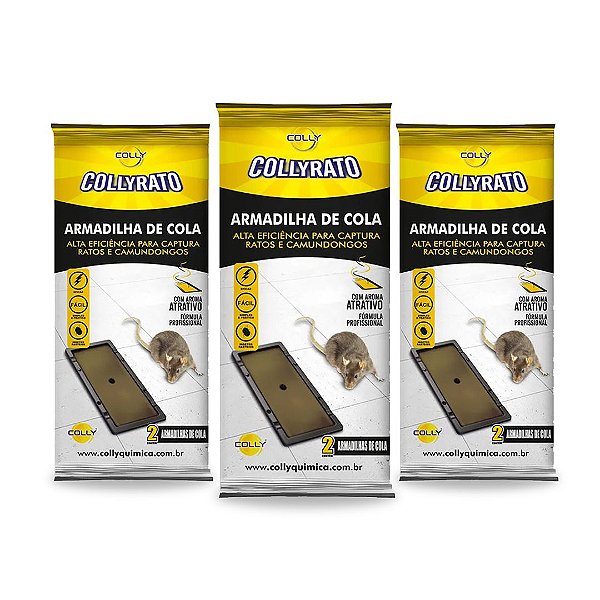 Kit Com 3 Armadilhas Adesiva Ratoeira Com Cola Colly Rato - Pestshop