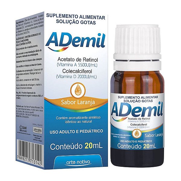 Suplemento Alimentar Em Gotas Arte Nativa ADemil Sabor Laranja 20ml ...