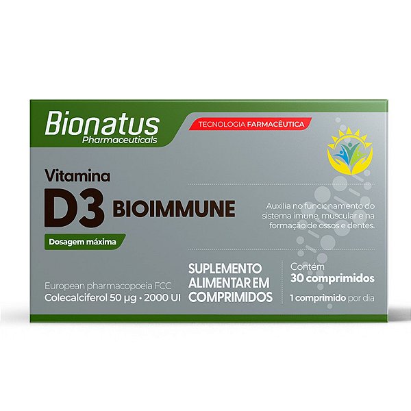 Suplemento Alimentar Bionatus Vitamina D3 Bioimmune 30 Comprimidos ...