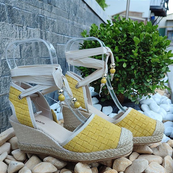 Sandália Bottero Ref. 339705 Anabela em Couro Camurça Tresse Cor ...