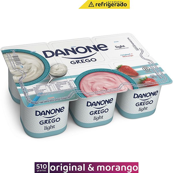 Danone Grego Light 510g X6 Original & Morango - Frete grátis ...