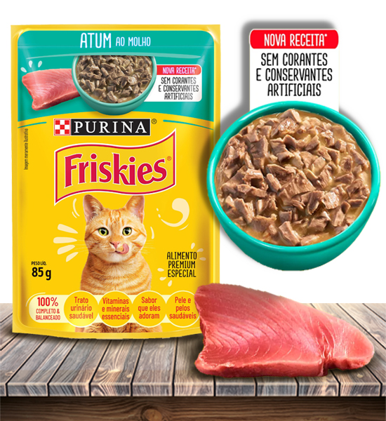 Ração Úmida Nestlé Purina Friskies Atum ao Molho para Gatos Adultos ...