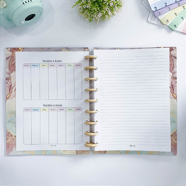 Caderno de Discos Basic Inteligente Mármore Nude - Folhas Reposicionáveis - Moreih - Moreih Paper