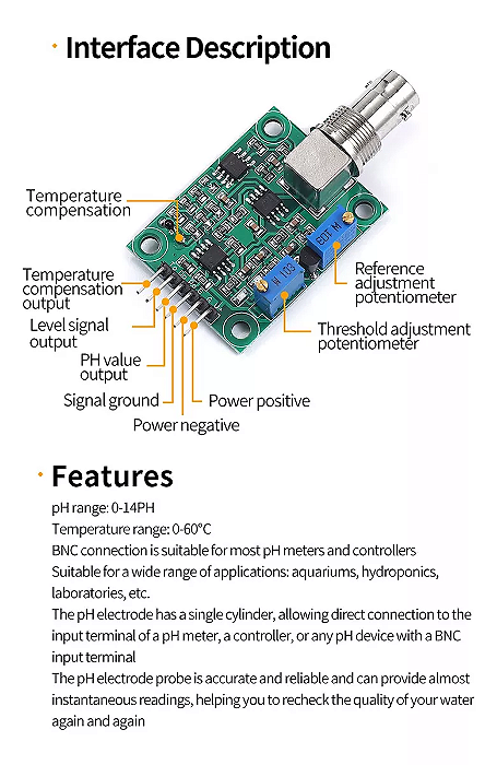 Módulo Sensor + Ph Eletrodo Sonda Probe Bnc Arduino/phmetro - MARLEX STORE