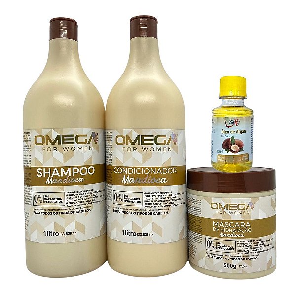 Kit Capilar Mandioca Shampoo Condicionador 1L Máscara e Óleo Capilar ...
