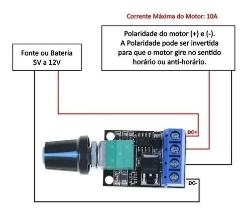 Controlador De Velocidade Para Motor Dc Pwm 5v 12v 10a - Blutu - Loja ...