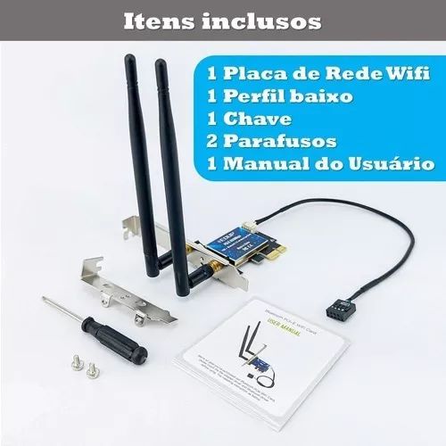 Placa De Rede Wi-fi Dual Band 2.4g/5ghz 600mbps Bluetooth 4.0 Pci-e ...