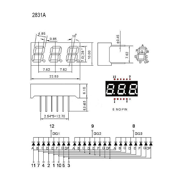 Display 7 Segmentos 3 Dígitos 0,28" Catodo Comum | Baú da Eletrônica ...
